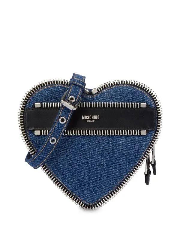 Moschino Heart-shaped Denim Crossbody Bag