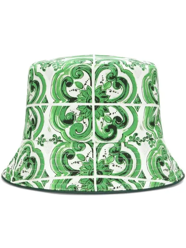 Dolce & Gabbana Majolica Print Bucket Hat - Green