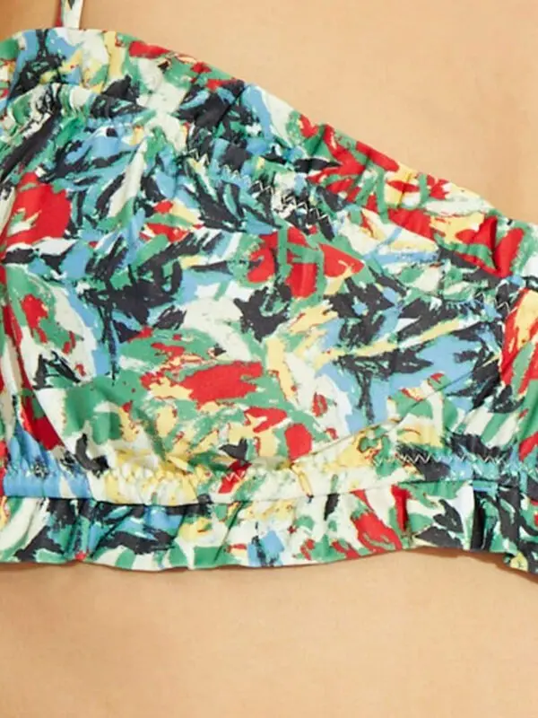 GANNI Ruffle-trim Bandeau Top - Blue