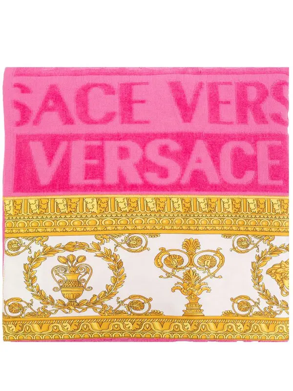 Versace Barocco-print Cotton Hand Towel - Pink
