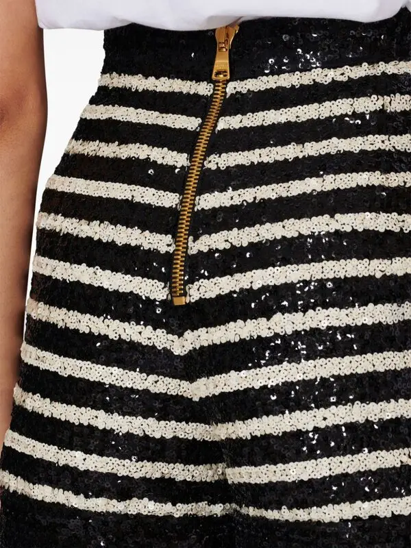 Balmain Stripe-print Rhinestone-embellished Shorts