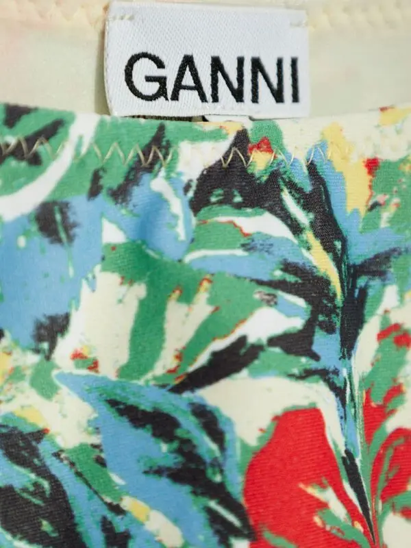 GANNI Floral-print Bikini Bottom - Blue