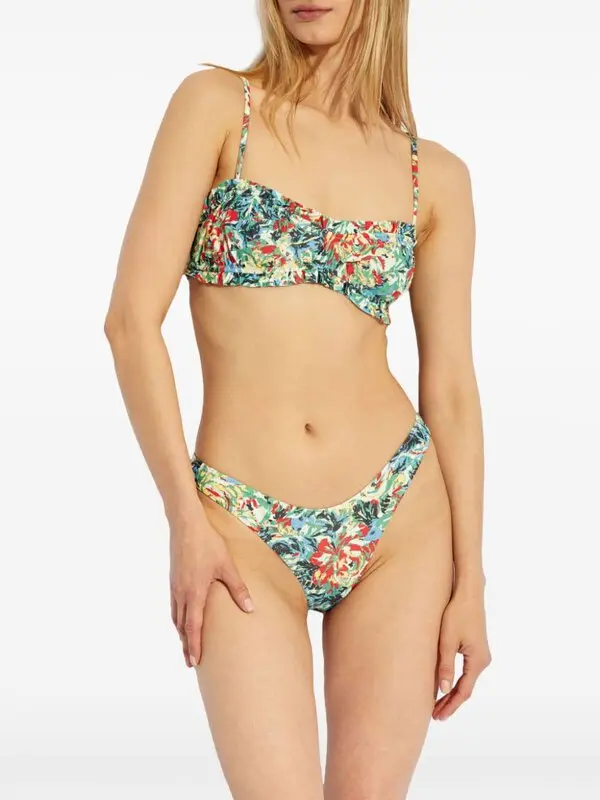 GANNI Floral-print Bikini Bottom - Blue