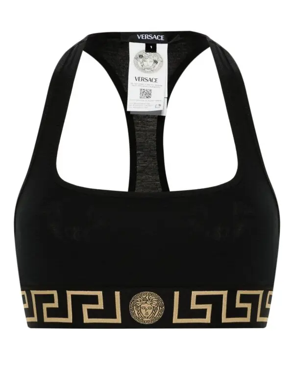 Versace Greca Border Triangle Bra - Black