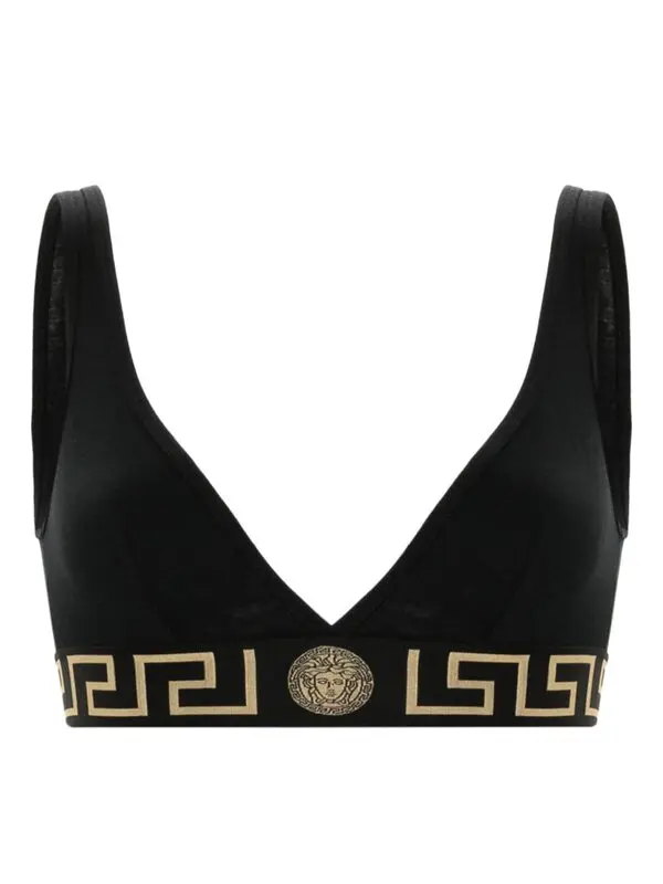 Versace Greca Border Triangle Bra - Black
