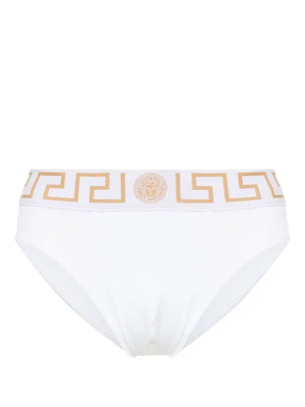 Versace Greca Border Briefs - White
