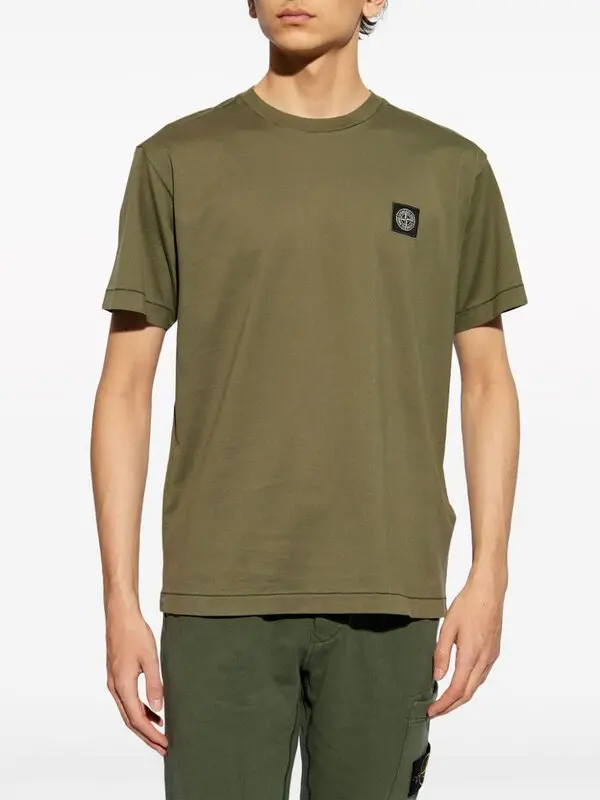 Stone Island Compass-appliqué Cotton T-shirt - Green