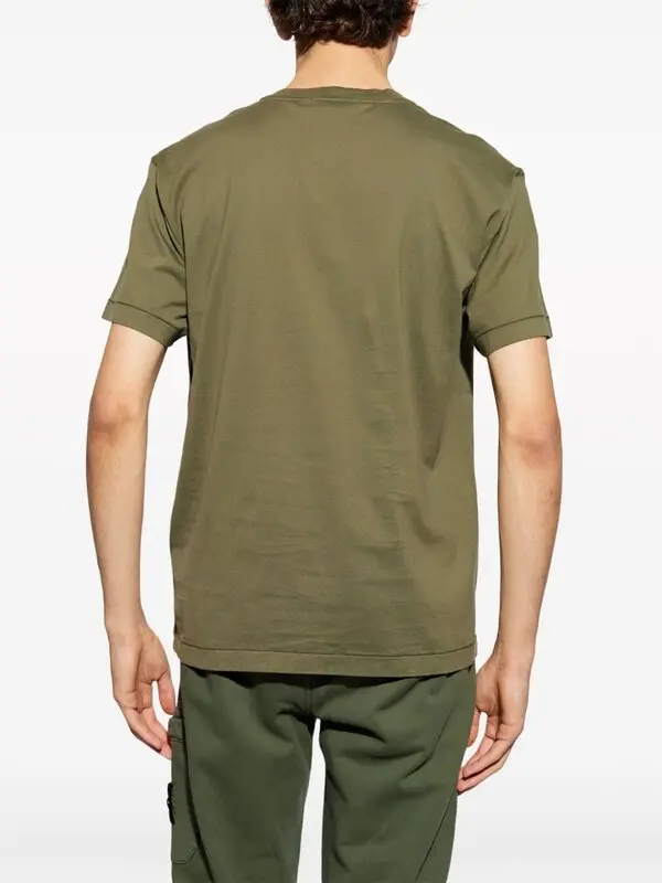 Stone Island Compass-appliqué Cotton T-shirt - Green