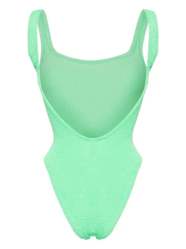 Hunza G Crinkled-effect Open-back Swimsuit - Green