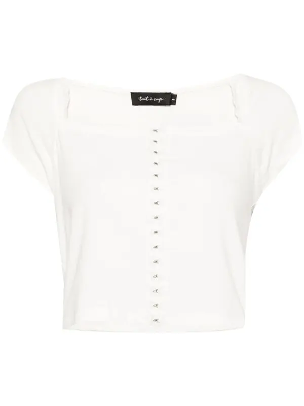 TOUT A COUP Square-neck Crop Top - White
