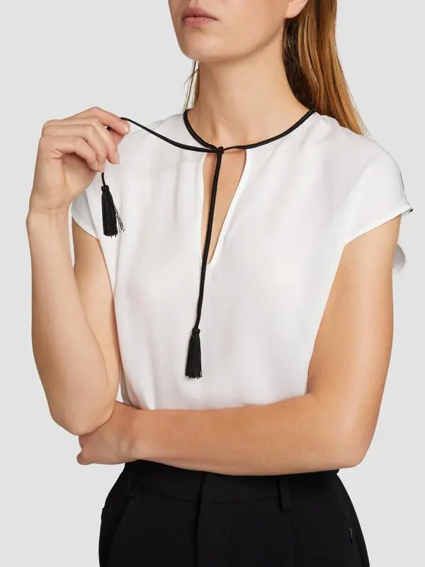 Giorgio Armani Tassel Silk Georgette Blouse