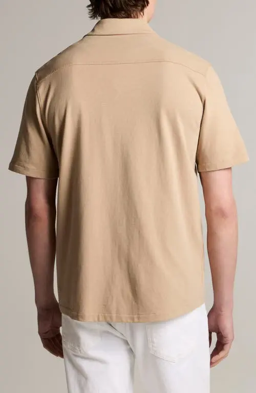Vince Sueded Jersey Short Sleeve Button-up Shirt - Pecan