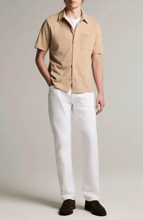 Vince Sueded Jersey Short Sleeve Button-up Shirt - Pecan