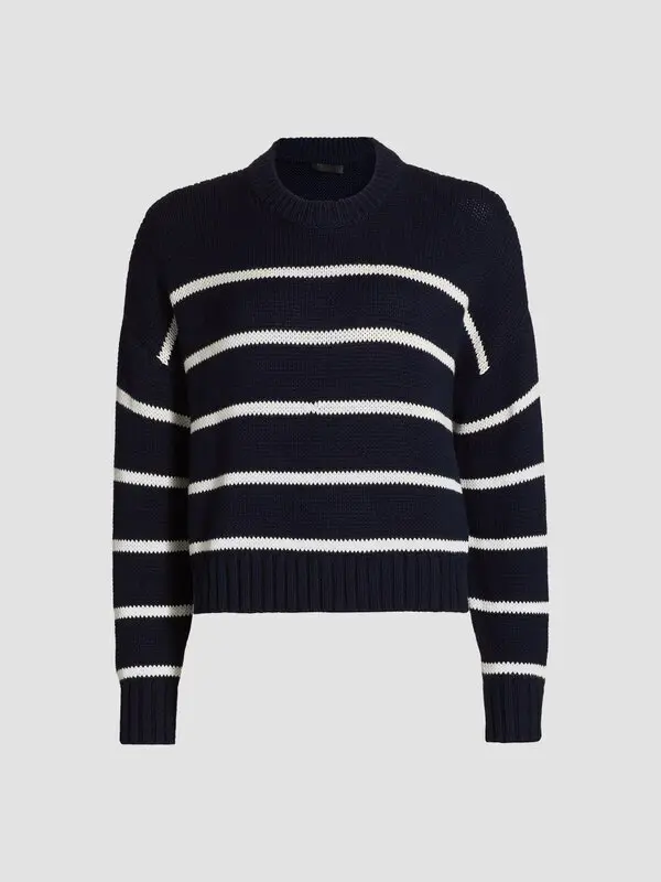 Jenni Kayne Chloe Striped Cotton Crewneck Sweater - Navy Stripe