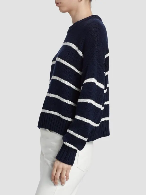 Jenni Kayne Chloe Striped Cotton Crewneck Sweater - Navy Stripe