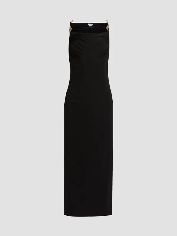 Bottega Veneta Crêpe Embellished Strap Slip Dress - Black