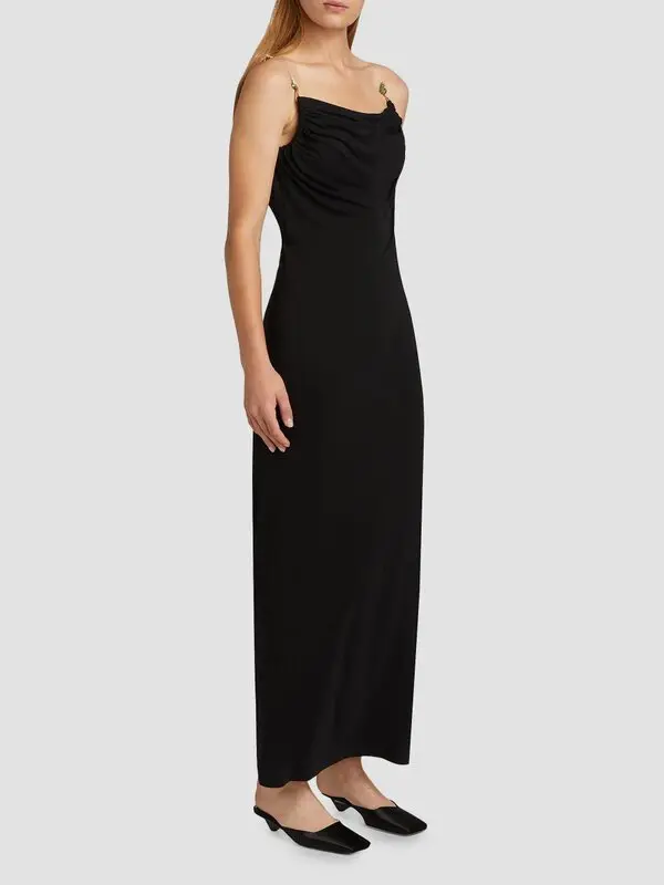 Bottega Veneta Crêpe Embellished Strap Slip Dress