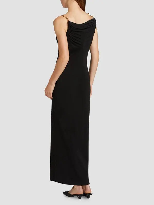 Bottega Veneta Crêpe Embellished Strap Slip Dress