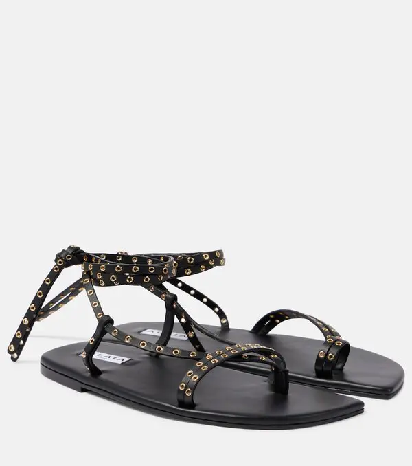 Alaïa Marsa Embellished Leather Sandals - Black