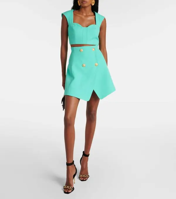 Balmain High-rise Wool Miniskirt