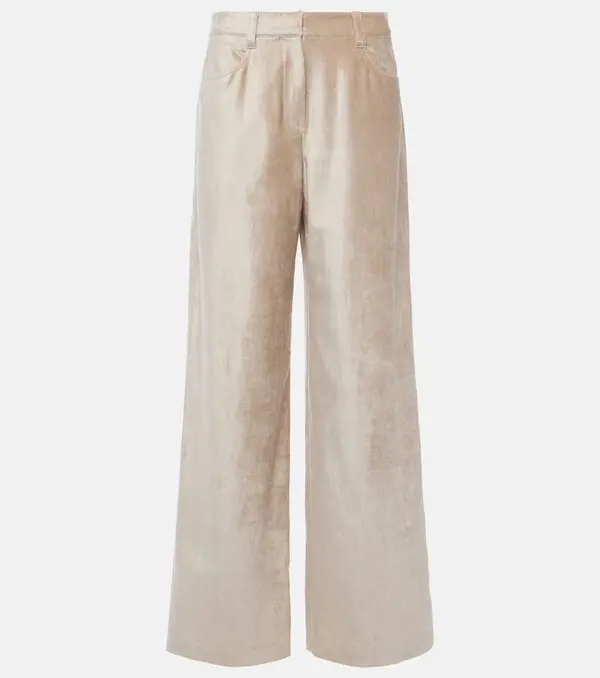 Brunello Cucinelli Cotton-blend Wide-leg Pants