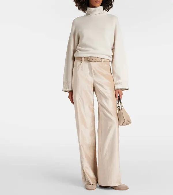 Brunello Cucinelli Cotton-blend Wide-leg Pants