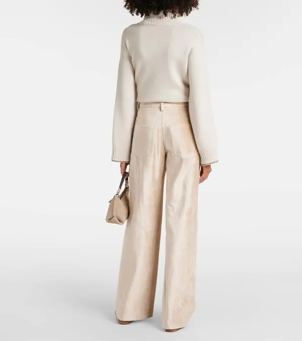Brunello Cucinelli Cotton-blend Wide-leg Pants