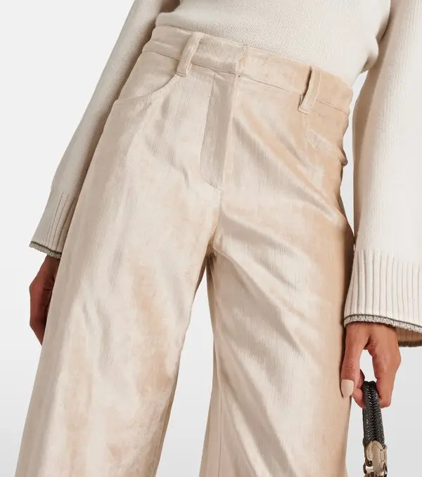 Brunello Cucinelli Cotton-blend Wide-leg Pants