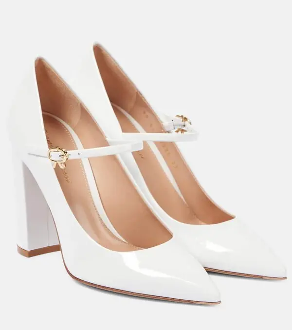 GIANVITO ROSSI 100 Patent Leather Mary Jane Pumps - White