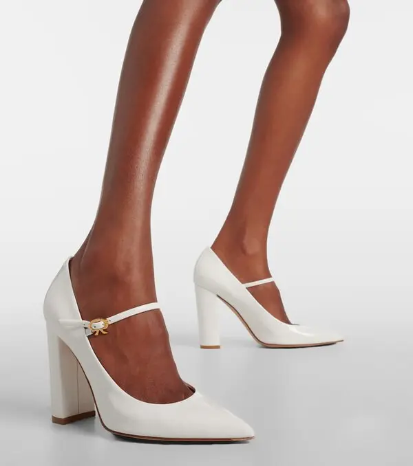GIANVITO ROSSI 100 Patent Leather Mary Jane Pumps - White