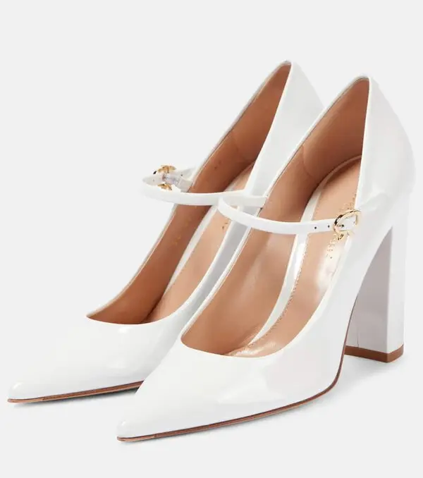 GIANVITO ROSSI 100 Patent Leather Mary Jane Pumps - White