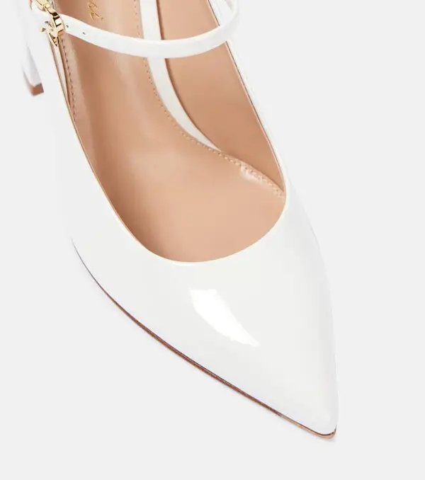 GIANVITO ROSSI 100 Patent Leather Mary Jane Pumps - White