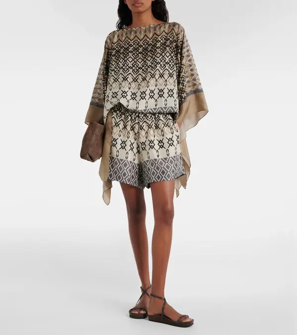 Brunello Cucinelli Printed Silk Shorts - Multicoloured
