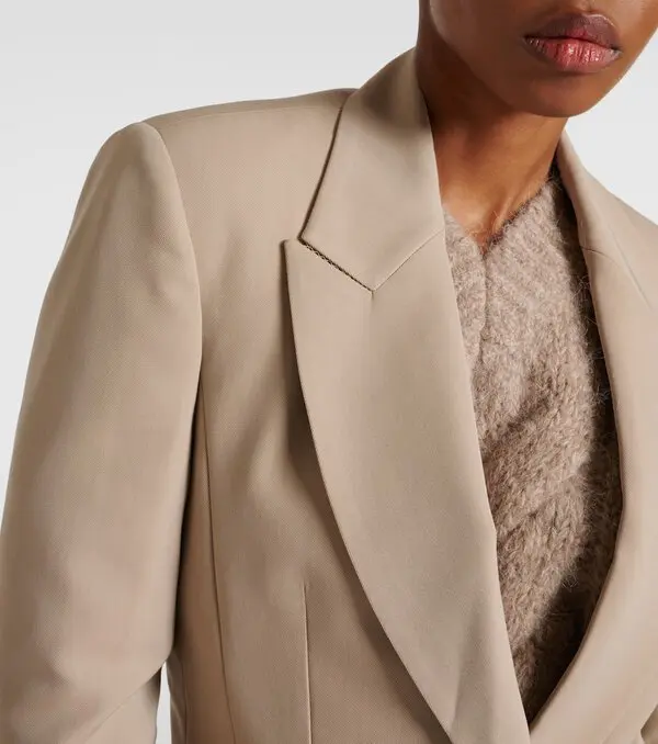 Brunello Cucinelli Notched Lapel Wool-blend Blazer - Beige