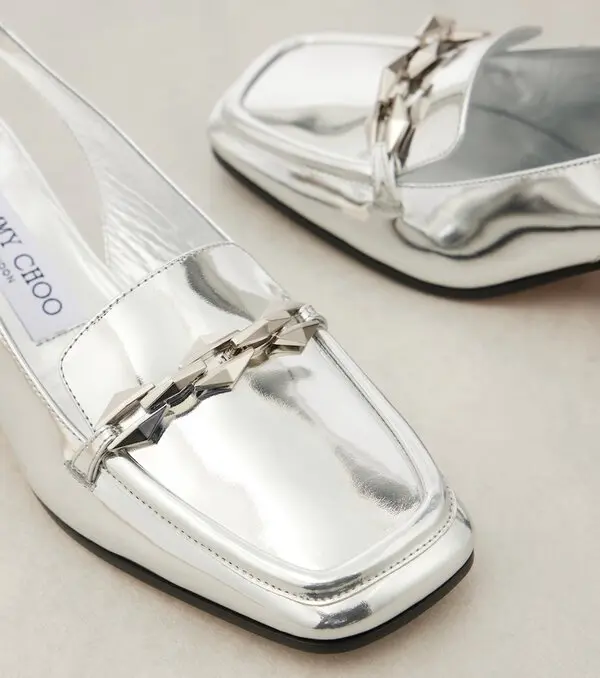 JIMMY CHOO Diamond Tilda Metallic Slingback Pumps - Silver