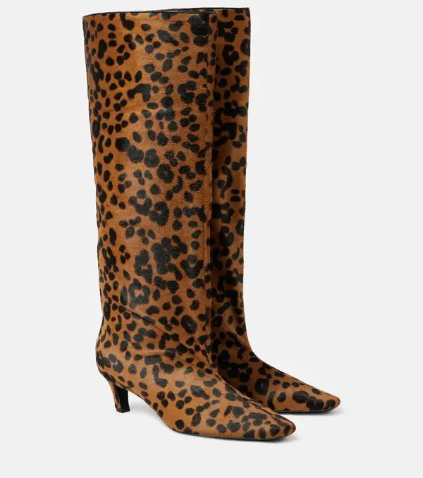 TOTEME Leopard Calf Hair Knee-high Boots - Brown