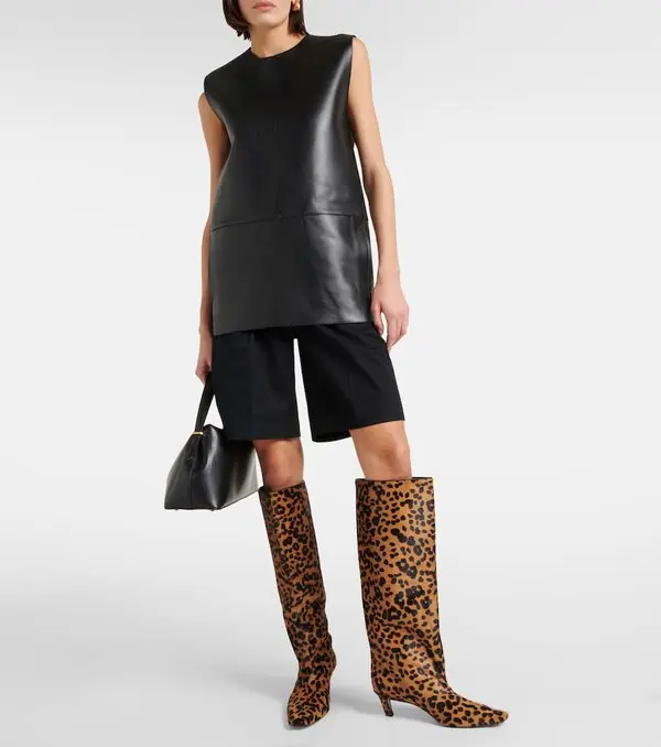 TOTEME Leopard Calf Hair Knee-high Boots - Brown