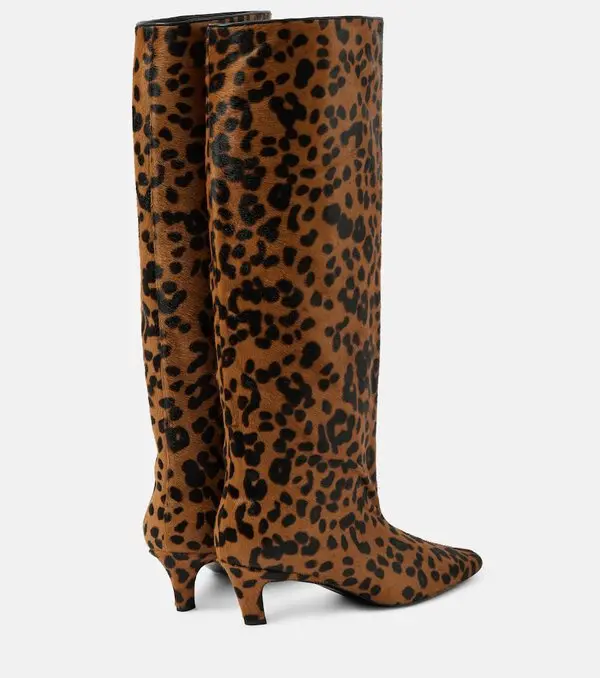 TOTEME Leopard Calf Hair Knee-high Boots - Brown