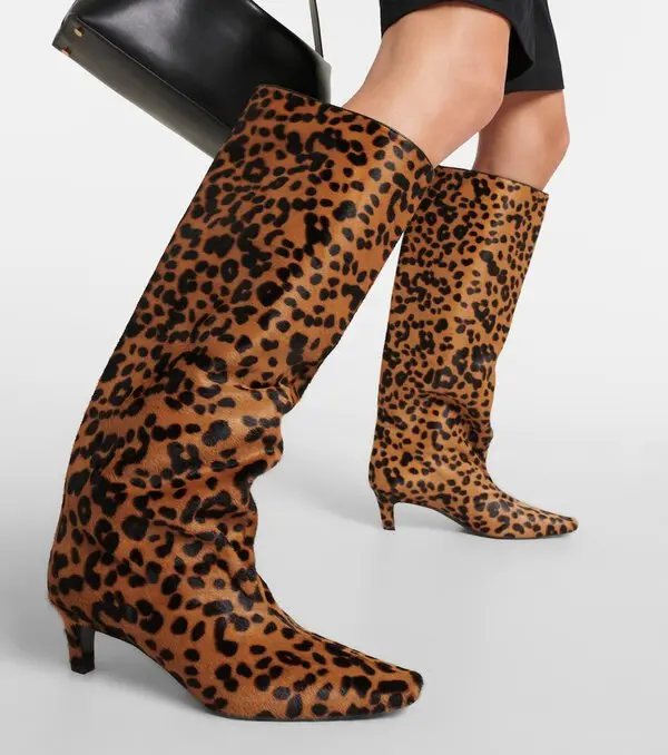 TOTEME Leopard Calf Hair Knee-high Boots - Brown
