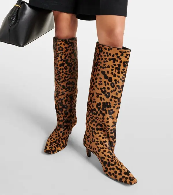 TOTEME Leopard Calf Hair Knee-high Boots - Brown