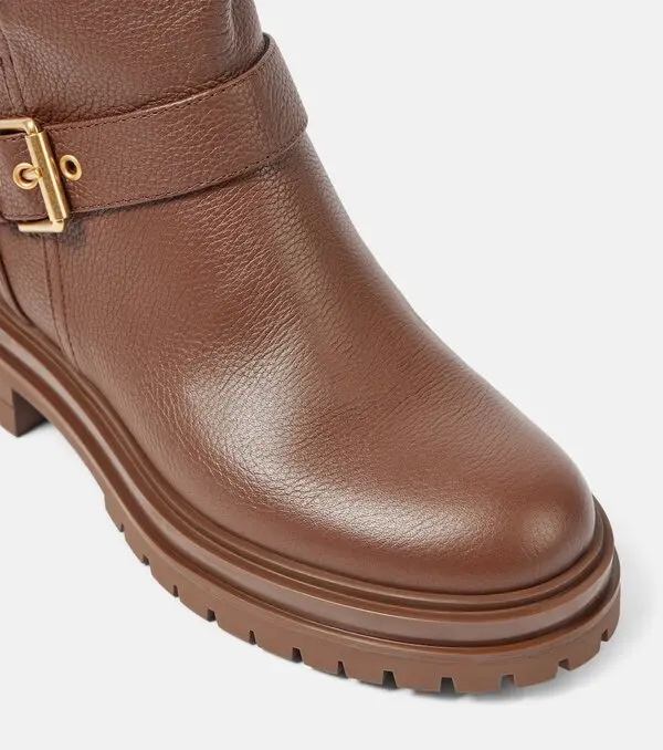 GIANVITO ROSSI Thiago Leather Biker Boots - Brown