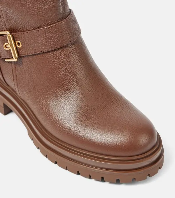 GIANVITO ROSSI Thiago Leather Biker Boots - Brown