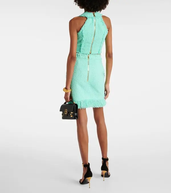 Balmain Fringed Tweed Miniskirt