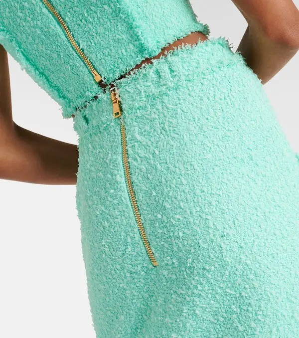 Balmain Fringed Tweed Miniskirt