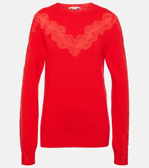Stella McCartney Lace-trimmed Wool Sweater - Red