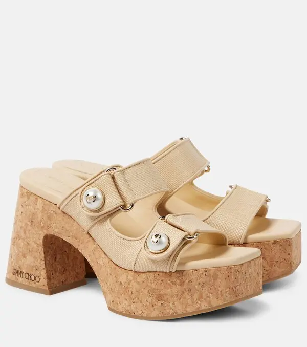 JIMMY CHOO Fayence Platform Mules - Neutrals