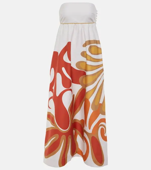 ADRIANA DEGREAS Algae Cotton-blend Maxi Dress - Orange