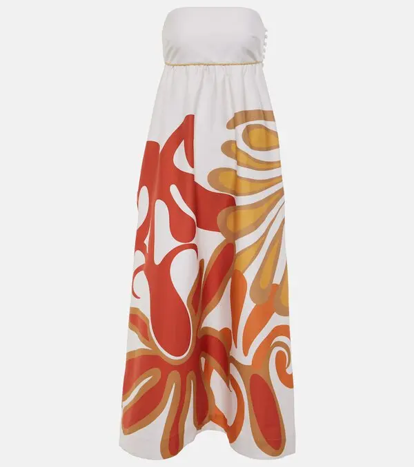 ADRIANA DEGREAS Algae Cotton-blend Maxi Dress - Orange