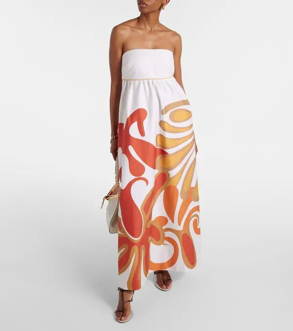 ADRIANA DEGREAS Algae Cotton-blend Maxi Dress