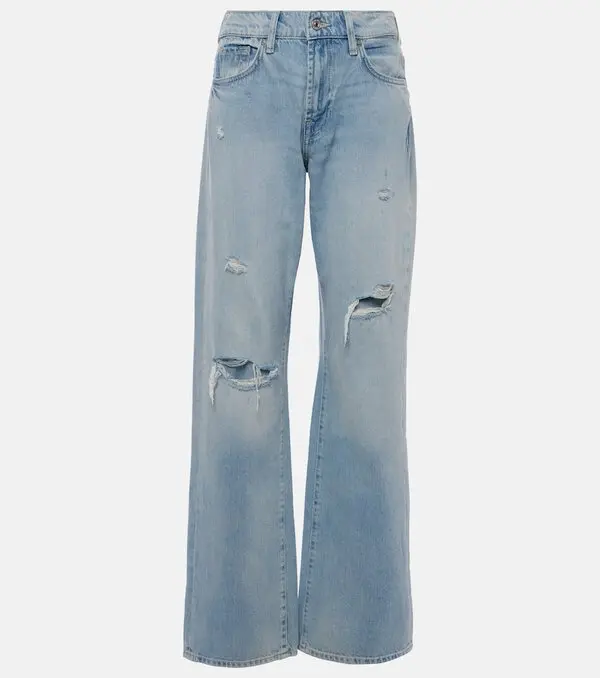 7 For All Mankind Tess High-rise Straight-leg Jeans - Blue